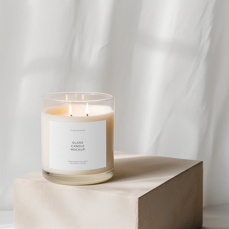 Minimal Glass Candle Jar Mockup, Candle Branding Mockup, Candle Label ...