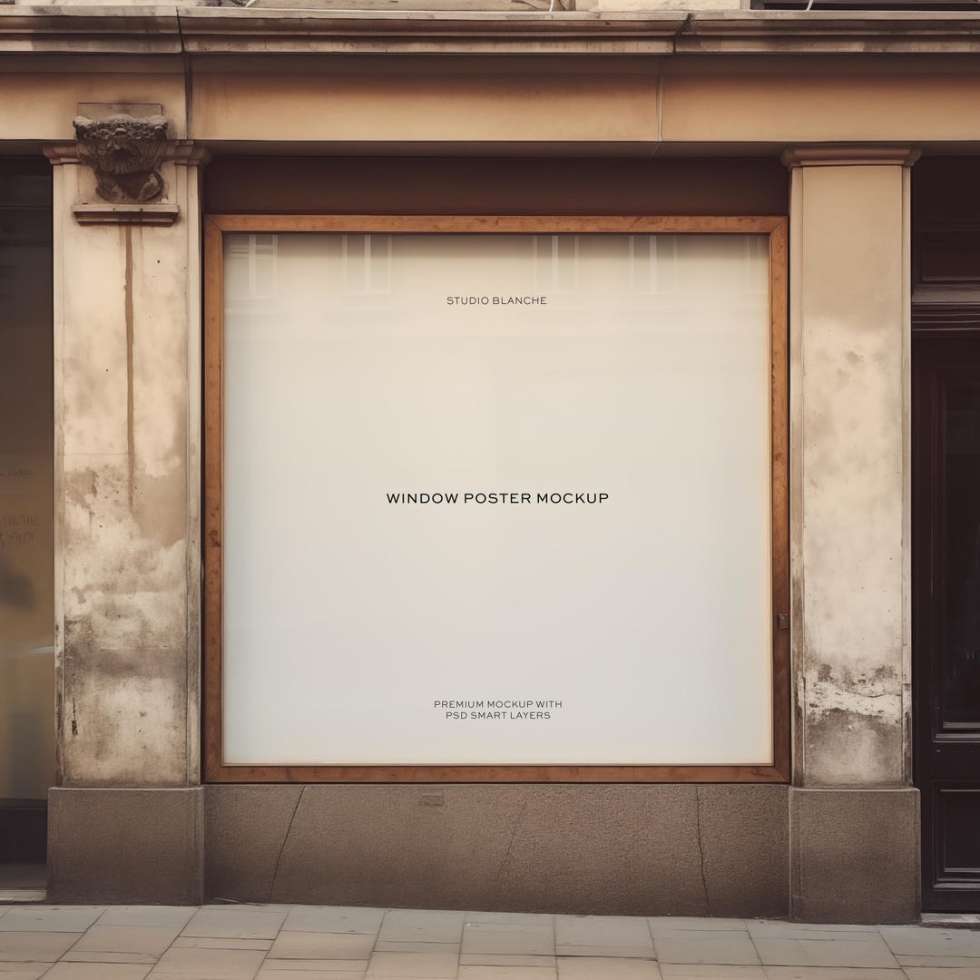 Realistic Window Poster Billboard Sign Mockup, PSD Mockup, Billboard ...