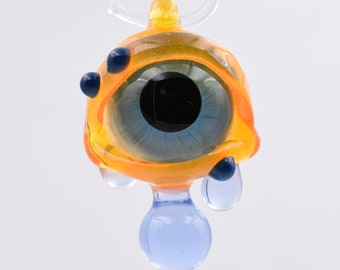Glass Eye Pendant Flameworked Boro Yellow Iris Blue Casing - Etsy