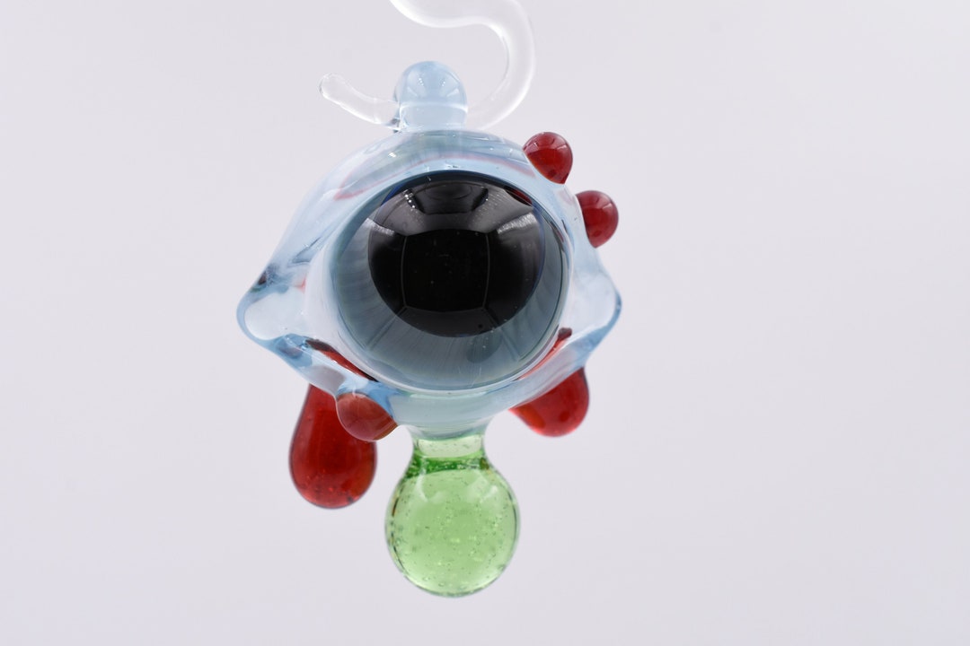 Glass Eye Pendant, Flameworked Boro, Blue Iris, Blue Casing With Red ...