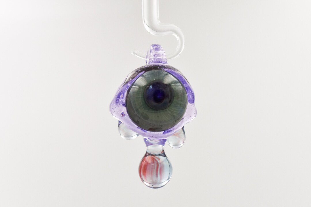 Glass Eye Pendant, Flameworked Boro, Blue/green Iris, Light Purple ...