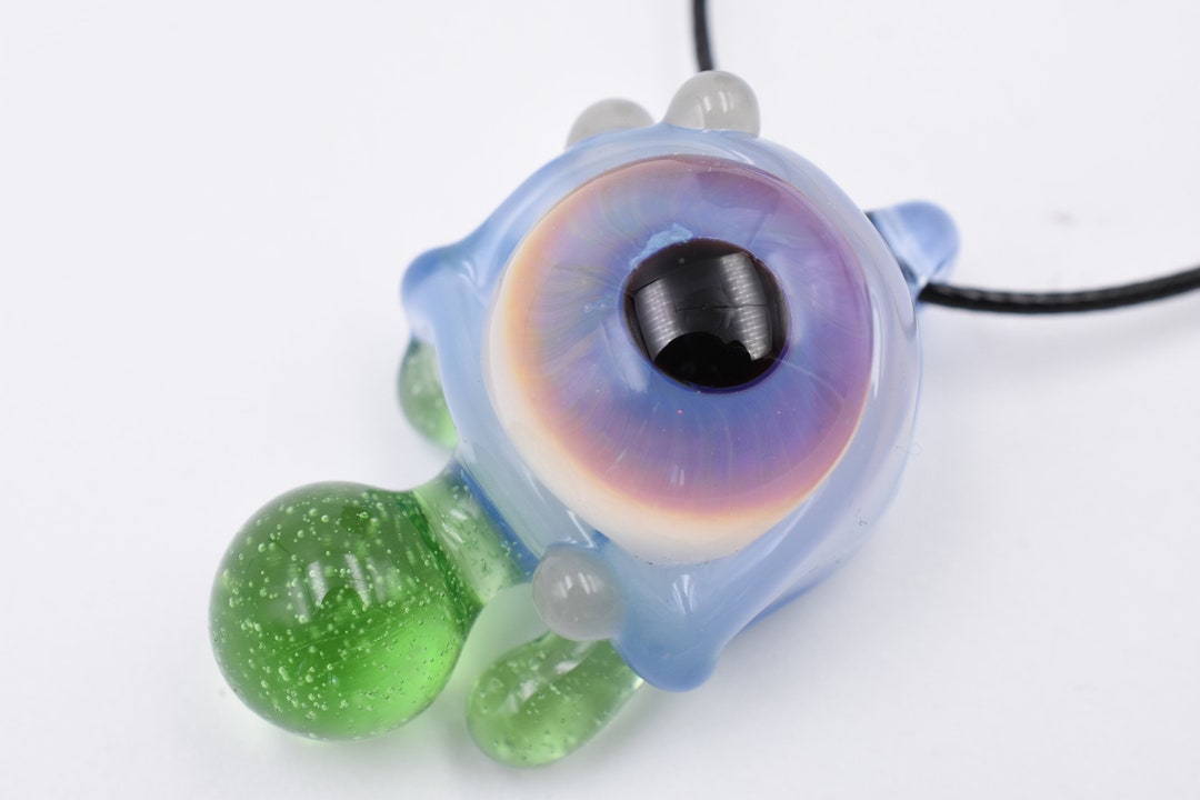Glass Eye Pendant, Heady Flameworked Boro, Multi Colored Iris, Blue ...
