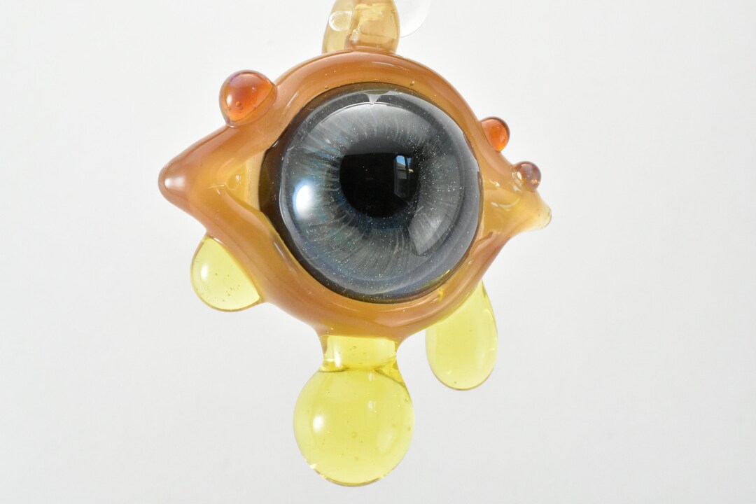Glass Eye Pendant, Flameworked Boro, Starry Iris, Guava-ish (?) Casing ...