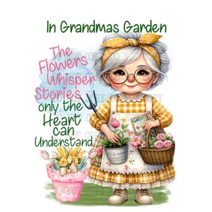 Grandma Png, Grandmas Garden, Cute Grandma Clipart, Digital Download ...