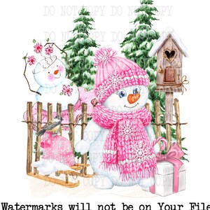 Pink Snowman Png, Digital Download, Snow Girl Doll Png, Girl Snowman ...