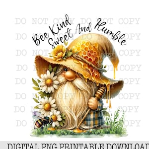 Honey Bee Gnome Png, Be Kind Png, Gnome Clipart Png Digital Download ...