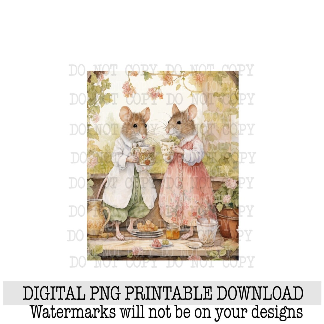 Tea Party Png, Tea Party Mouse Clipart, Sublimation Designs, Journaling ...