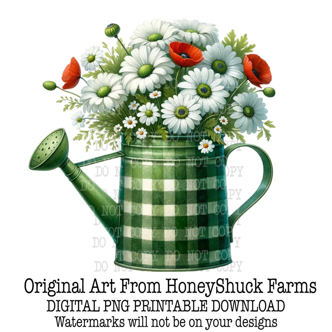 Watering Can Flowers Png, Floral Clipart, Spring Flower, Digital ...