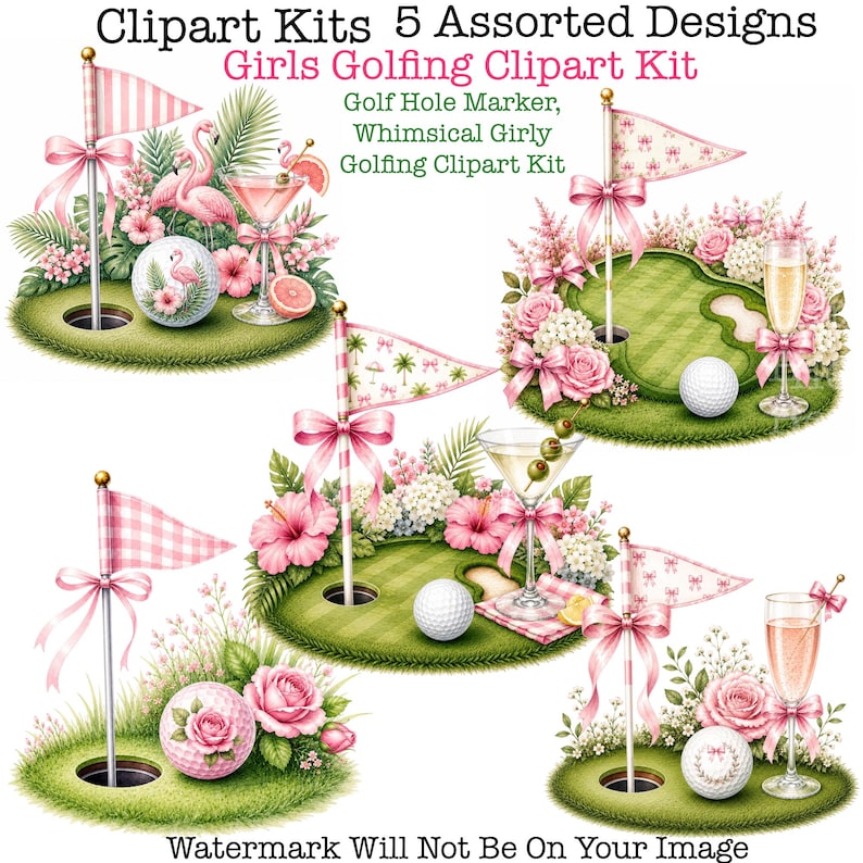 Golf Clipart, Golfing Clipart Bundle, Woman Golfer, Digital Download ...