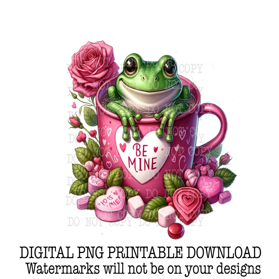 Valentines Day, Valentines PNG, Digital Download, Cute Frog Valentine ...