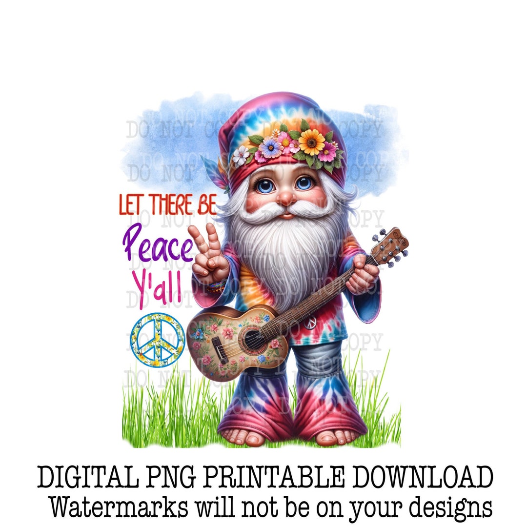 Peace Gnome, Hippie Gnome Png, Let There Be Peace, Gnome Png, Hippie ...