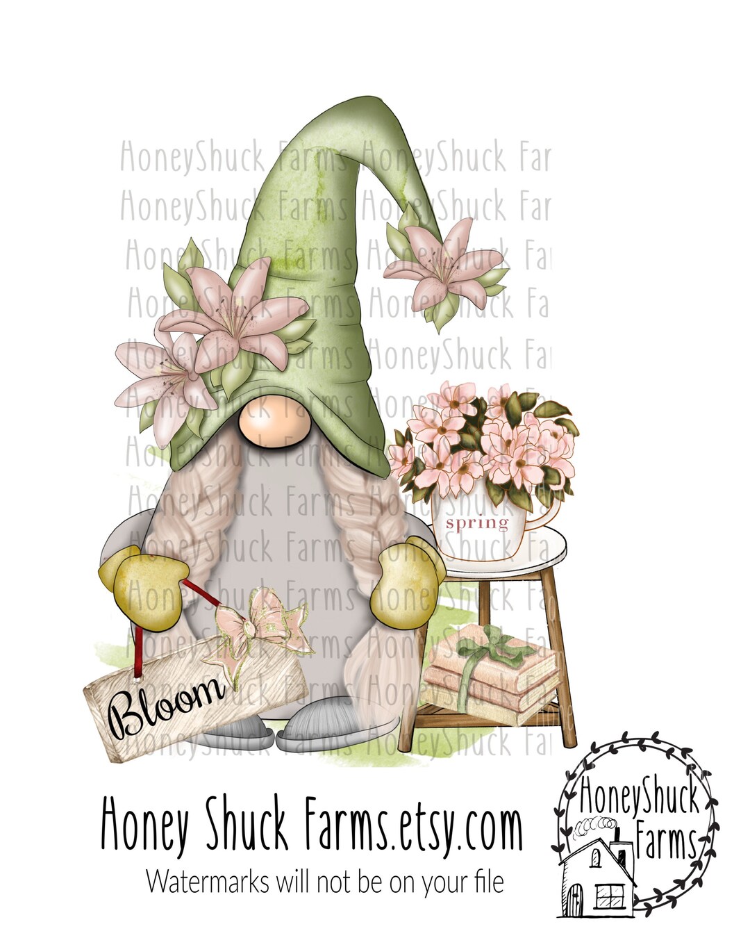 Gnome Digital Download, Spring Gnome, Garden Gnome, Digital Gnome ...