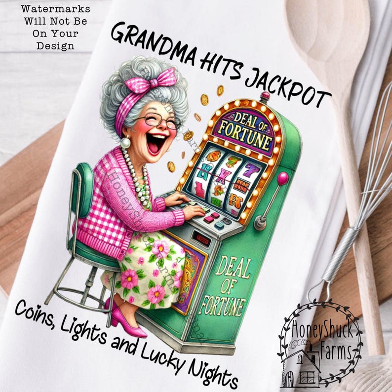 Grandma Casino Slot Machine Clipart, Watercolor Design (digital ...