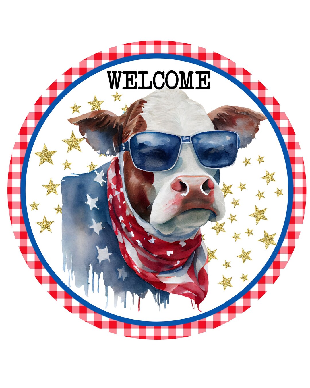 Round Patriotic Welcome Sign PNG, Digital Sign Designs, Printable ...