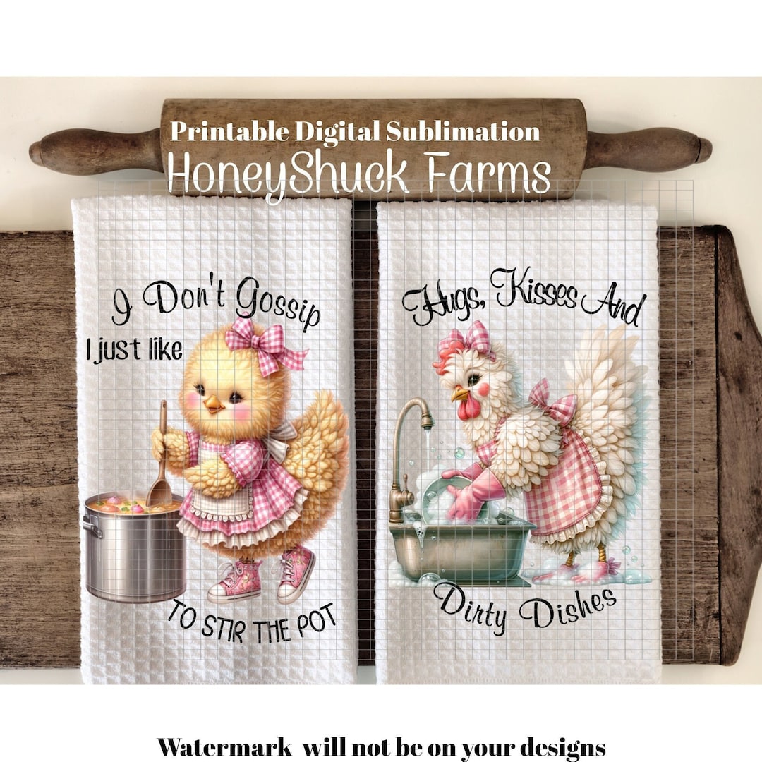 Farmhouse Chicken Clipart, Watercolor Chick, Hen Sublimation Design ...