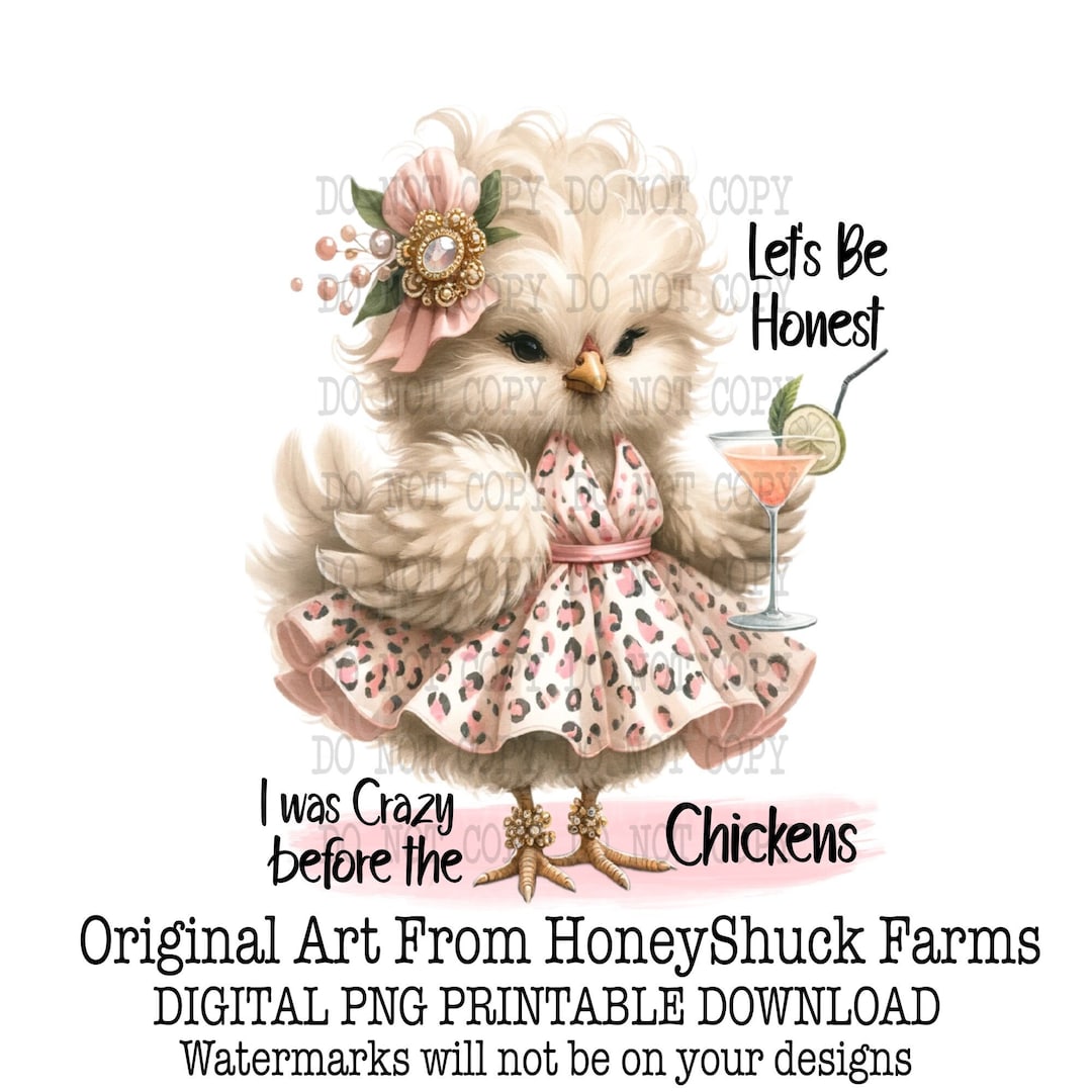Crazy Chicken Lady, Funny Chicken Clipart, Digital Download, Girly ...