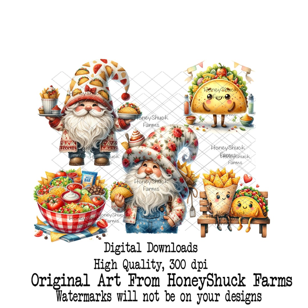 Taco Clipart, Taco Gnomes, Clipart Bundle, Cute Taco Characters ...