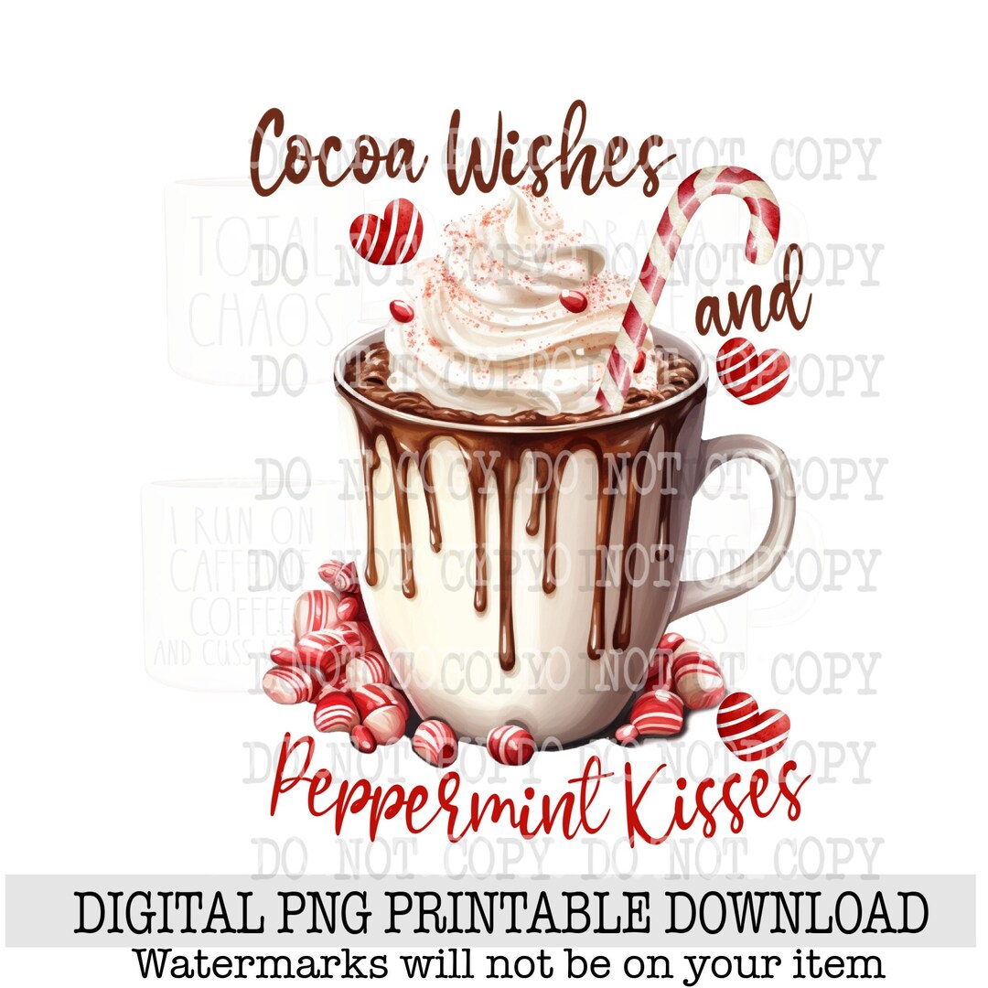 Hot Cocoa PNG, Sublimation Download, Hot Chocolate Clipart, Digital ...