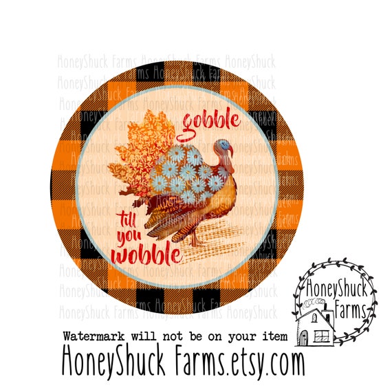 Round Thanksgiving Sign png Digital Door Hanger Gobble Till | Etsy