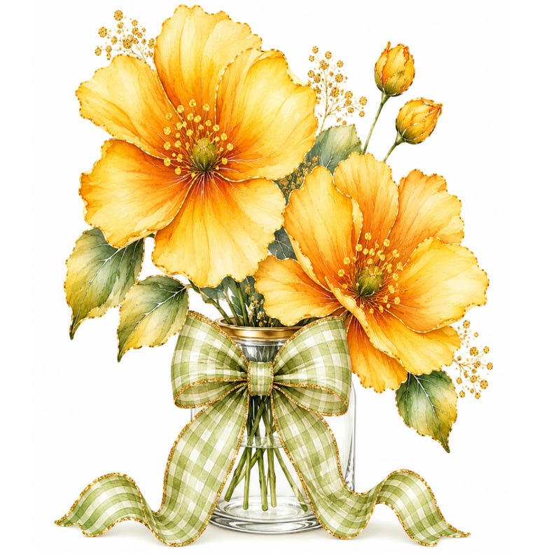 Watercolor Floral Clipart, Orange Poppy Print, Digital Download ...