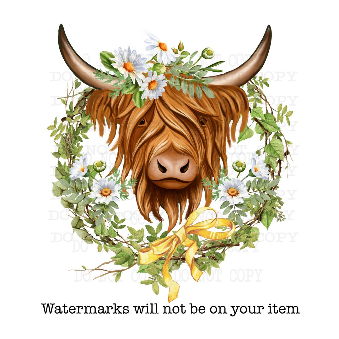 Highland Cow, Highland Daisy Cow, Digital Download, Sublimation Designs ...