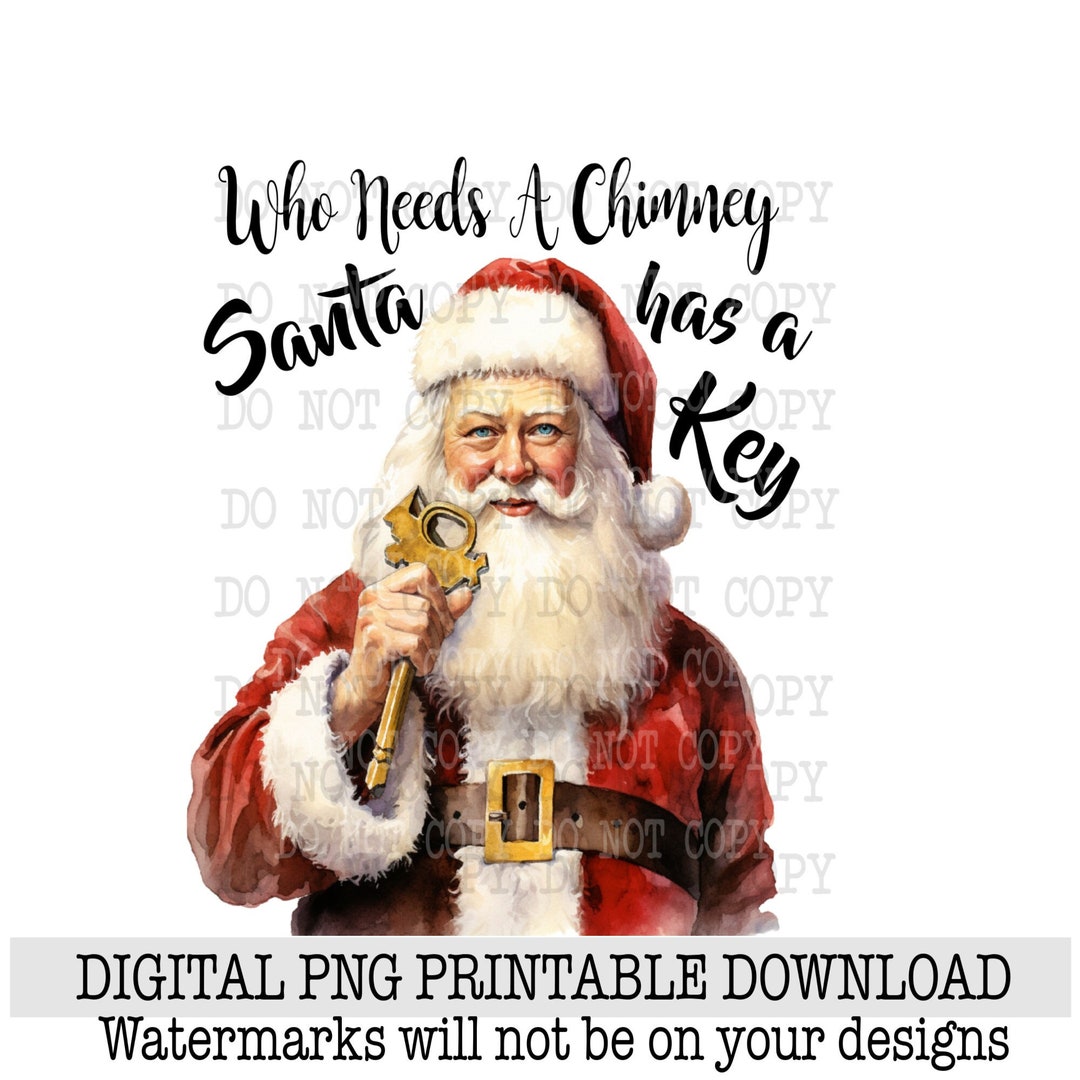 Santas Magic Key png, Santa png, Descarga digital, Vintage Santa ...