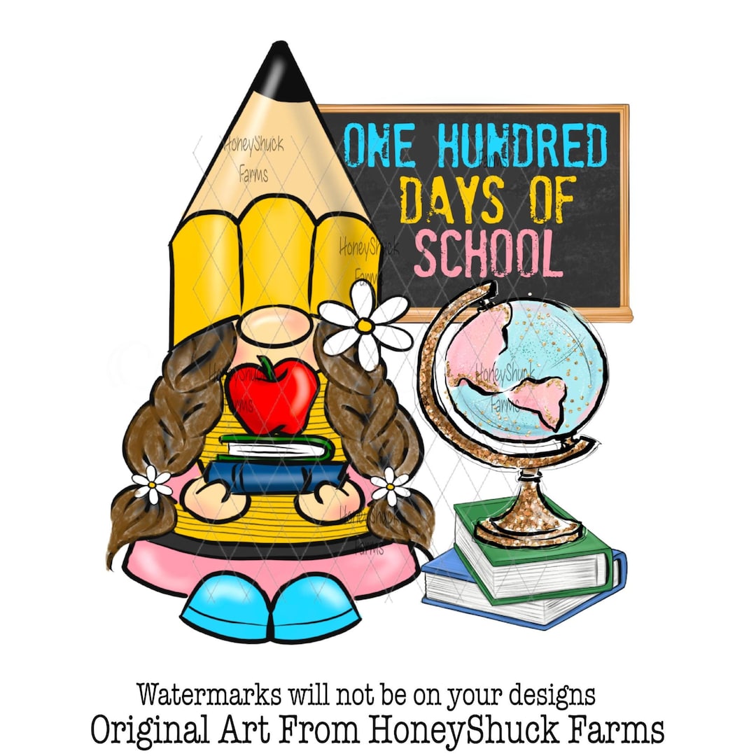 100 Days of School Teacher Gnome PNG: Classroom Decor (digital Download ...