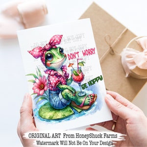 Frog PNG, Be Hoppy, Cute Frog Clipart, Digital Download, Don't Worry Be ...