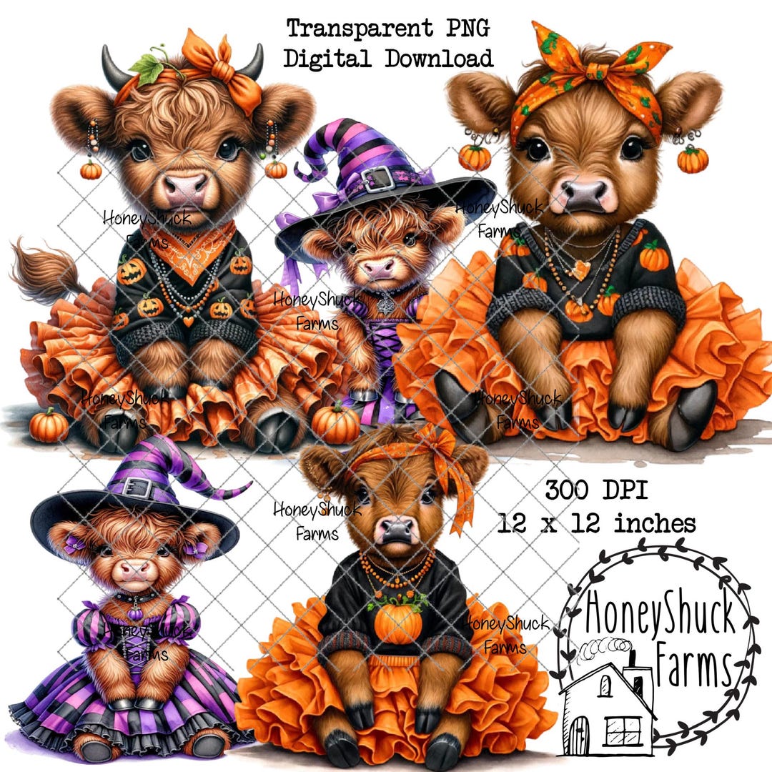 Halloween Png, Highland Cow Png, Halloween Highland Cow Png, Cute ...