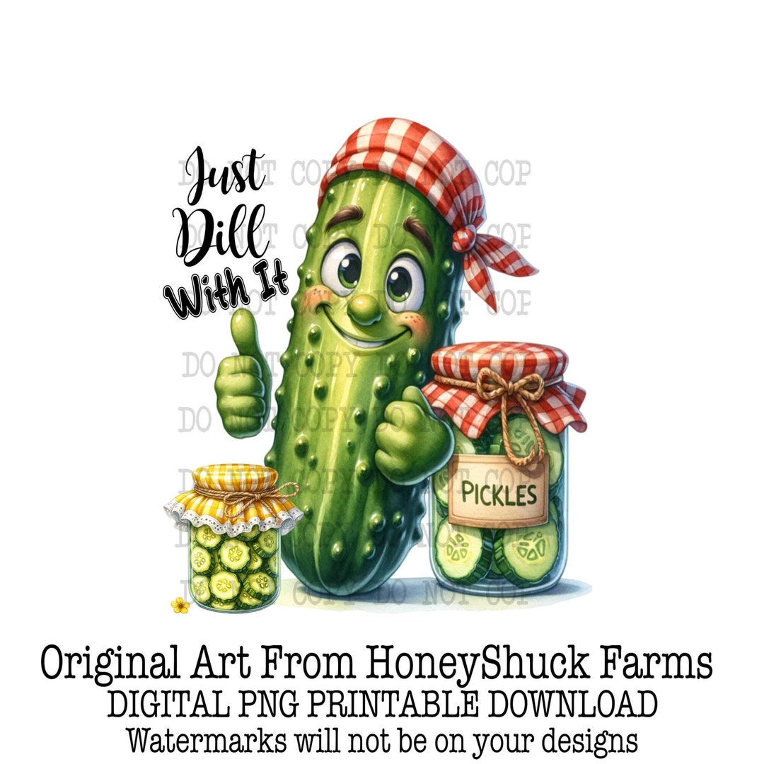 Cute Pickles Clipart, Canning Jar Label, Crazy Pickle Girl, Digital ...