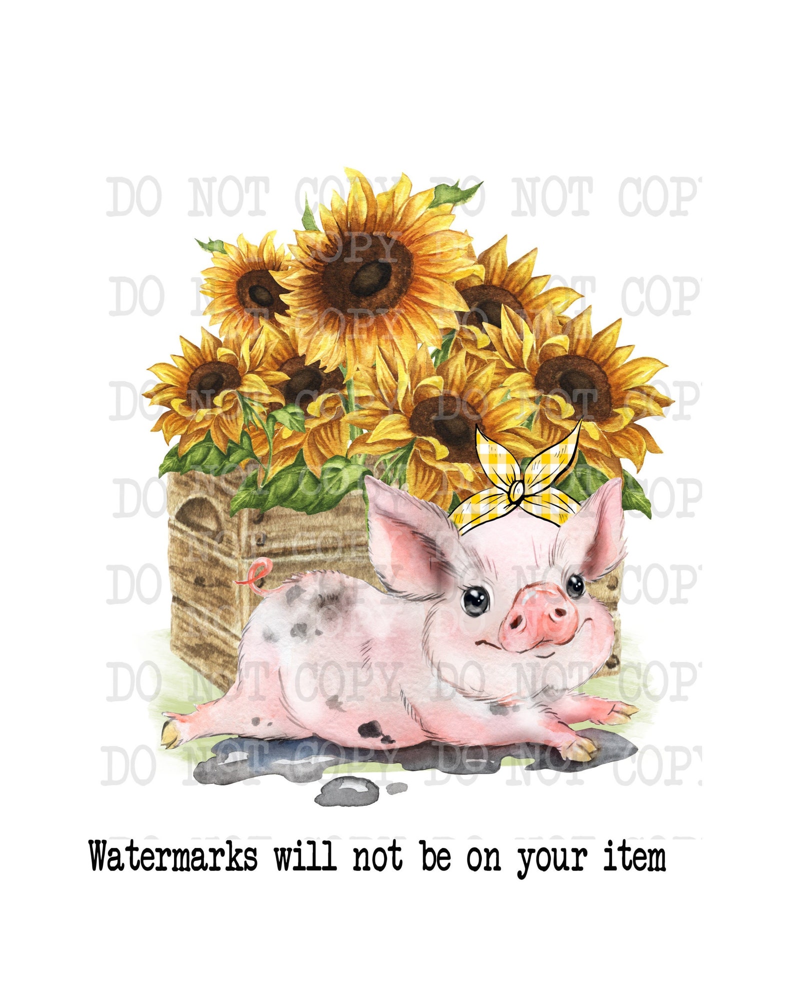 Pig Sunflowers PNG Digital Download Cute Pig Clipart - Etsy