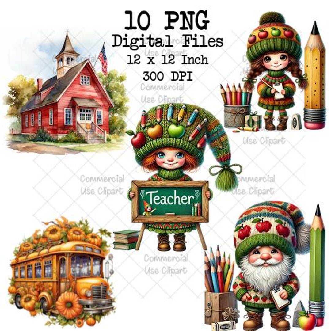 10 School Clipart, Back to School, Teacher Clipart, Teacher Gnome ...