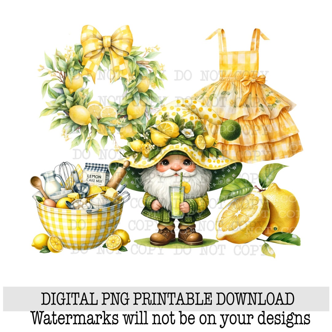 Gnome Png, Lemons Png, Lemon Clipart, Lemon Wreath Png, Kitchen Apron ...