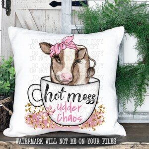 Hot Mess, Funny Cow Png, Digital Design Download, Cow Png, Sublimation ...