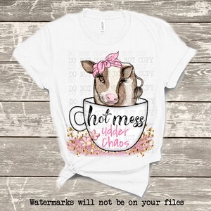 Hot Mess, Funny Cow Png, Digital Design Download, Cow Png, Sublimation ...