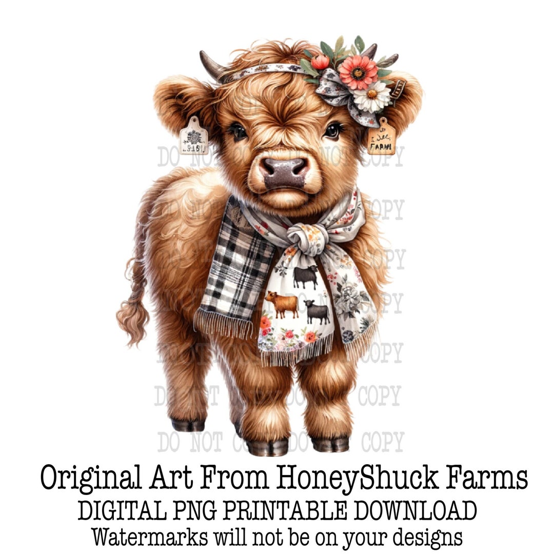 Highland Cow PNG, Highland Cow Country Girl, Digital Download, Highland ...
