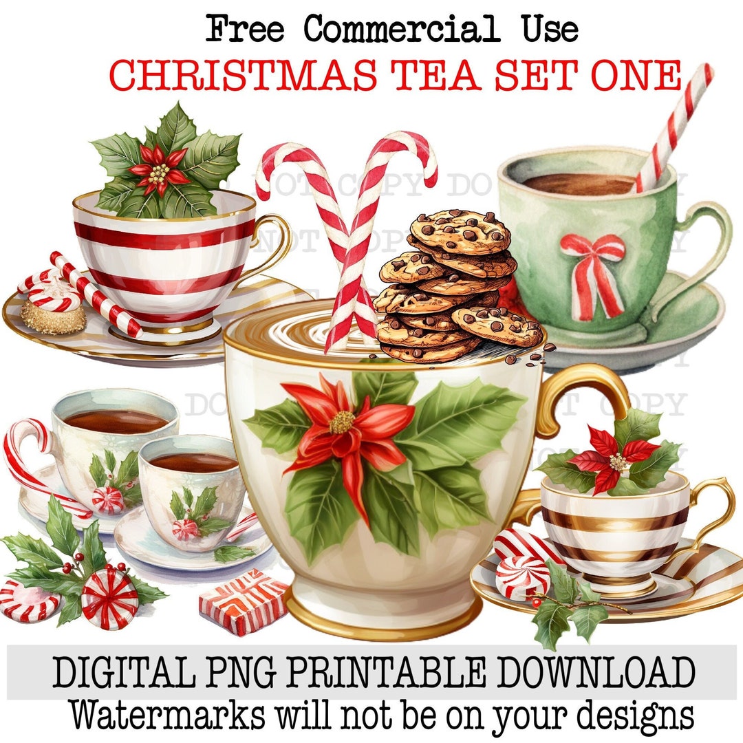 Christmas Clipart Bundle, Digital Download, Christmas Tea Clipart ...
