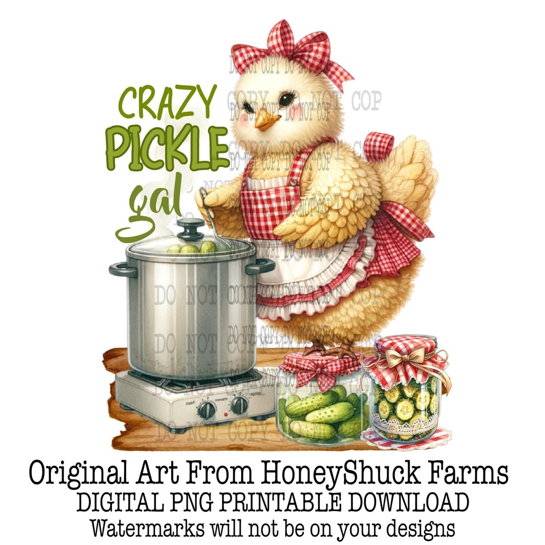 Cute Pickles Clipart, Canning Jar Label, Crazy Pickle Girl, Digital ...