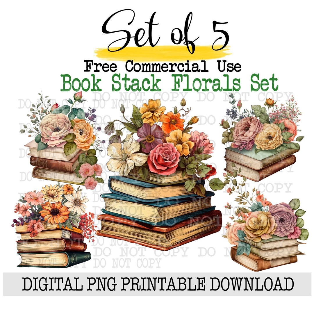 Book Stack Clipart Png, Digital Download, Commercial Book Stack Clipart ...