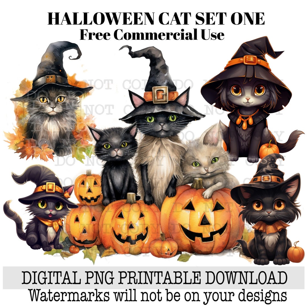 Halloween Cat Png, Cat Clipart, Digital Download, Sublimation Designs ...