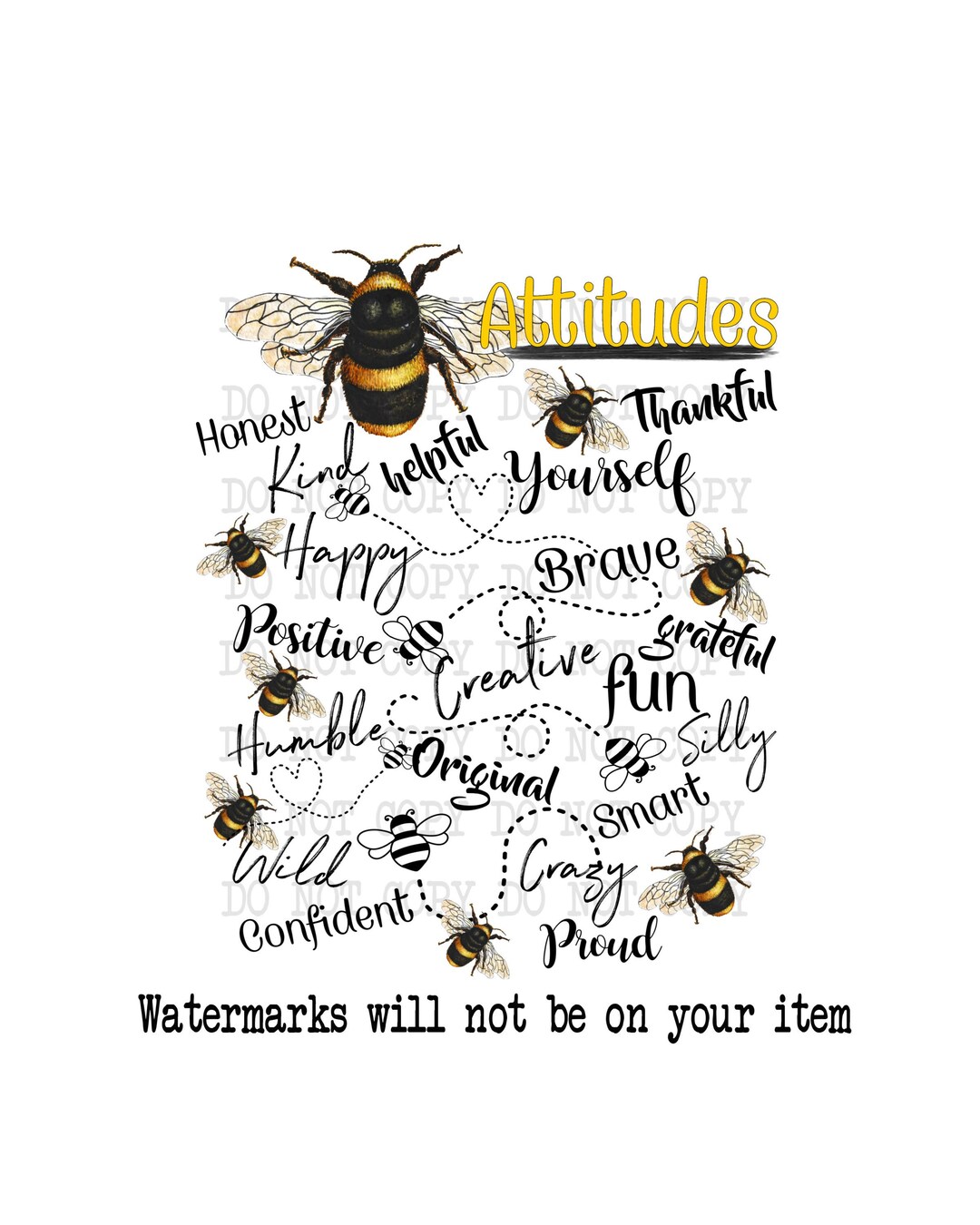 Bee Attitude Clipart: Spring & Summer Digital Design (PNG) - Etsy