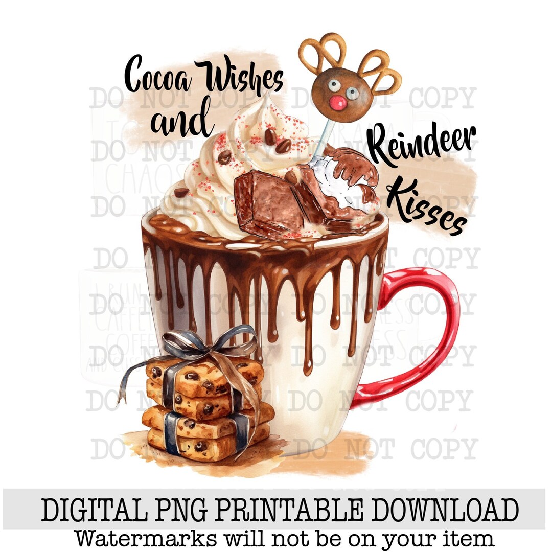 Christmas Png, Digital Download, Hot Cocoa Png, Sublimation Design, Hot ...