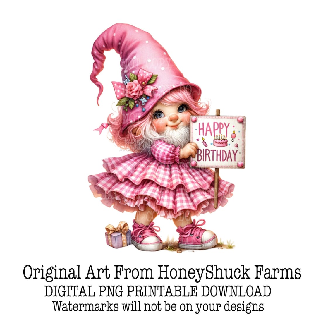 Happy Birthday Gnome Png, Party Favor Tags, Sublimation Design ...