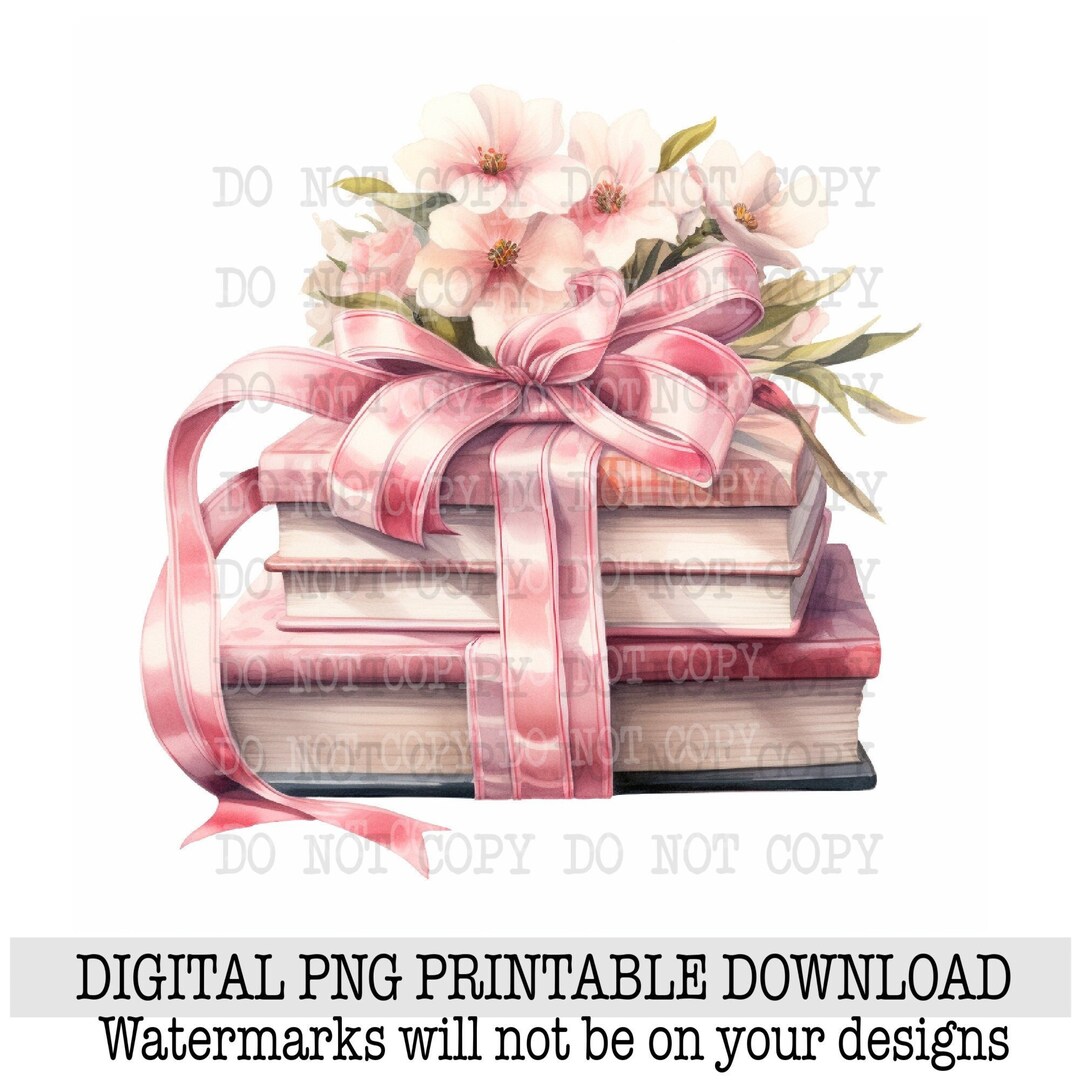 Book Stack Png, Pink Book Stack, Book Stack Clip Art, Printable Art ...