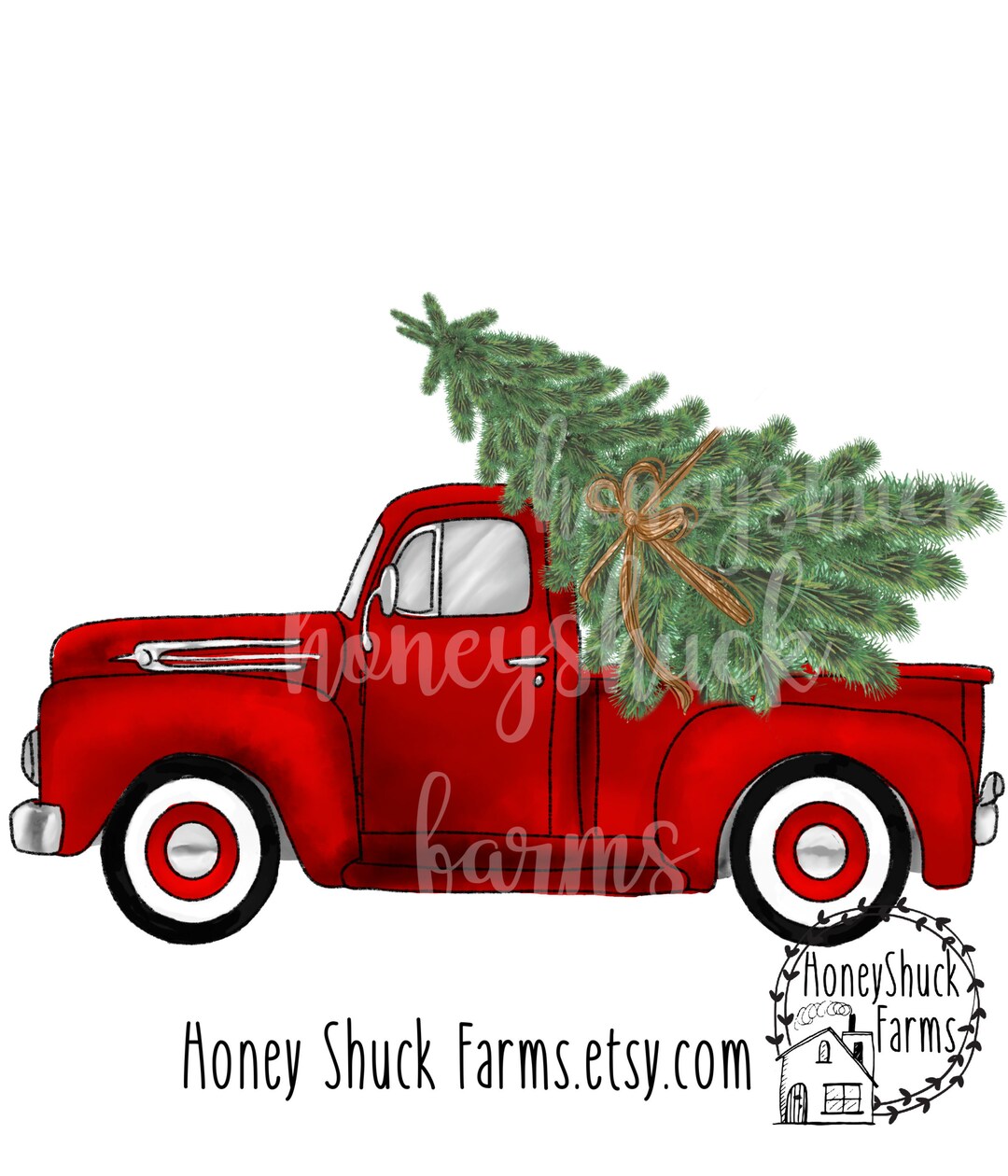 Red Truck Christmas Tree Sublimation Digital Download, Christmas, Truck ...