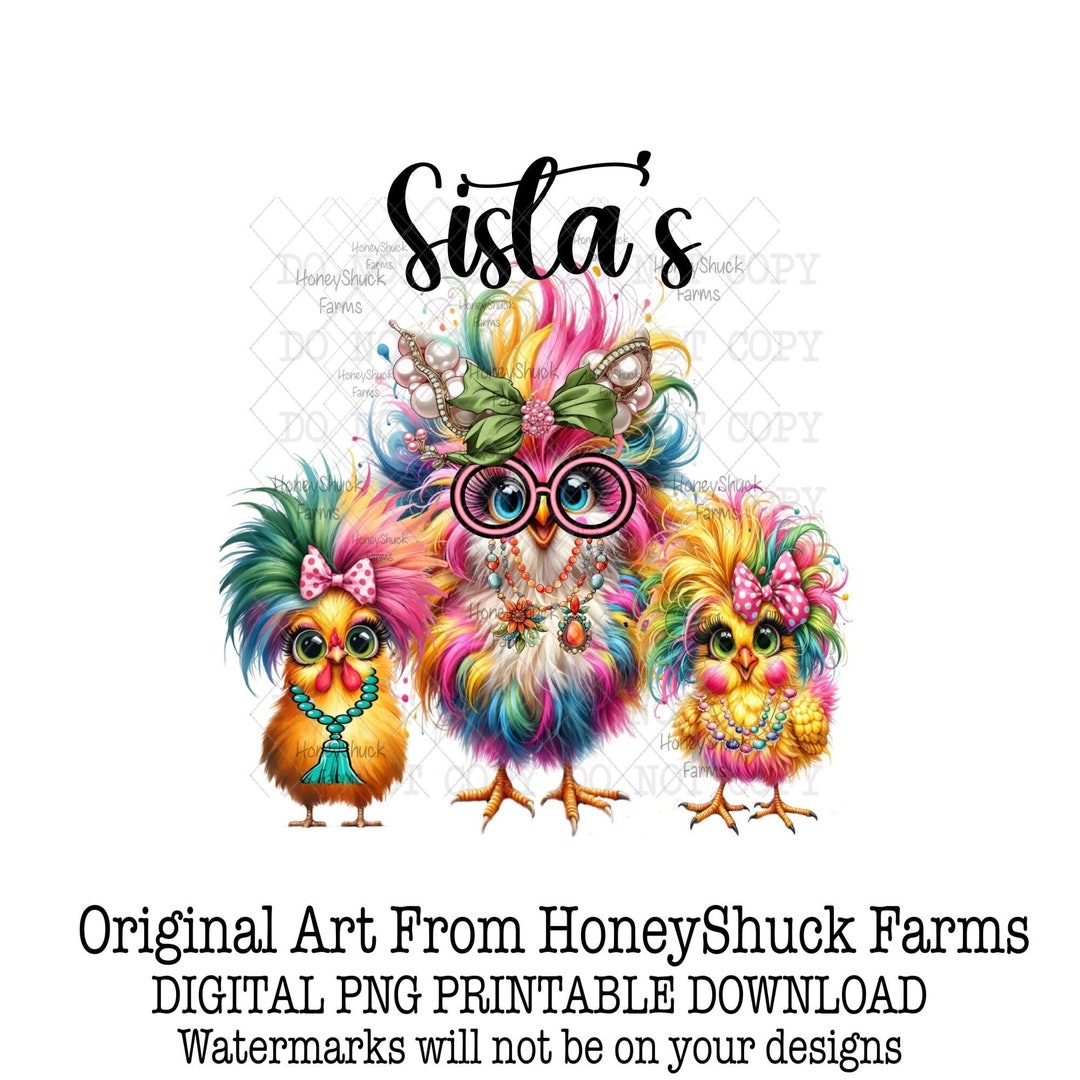 Sista Clipart, Funny Chicken, Messy Hair, Digital Download, Glam Girls ...