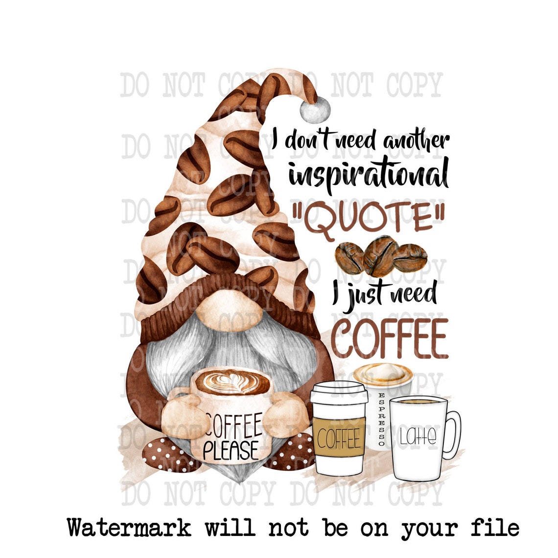 Coffee Gnome PNG Gnome Png Digital Download Latte Png - Etsy