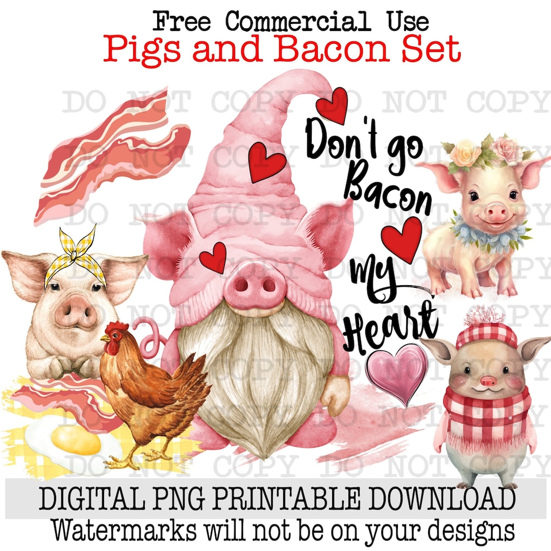 Pigs Png, Gnome Pig, Breakfast Clipart, Sublimation Design, Don't Go ...
