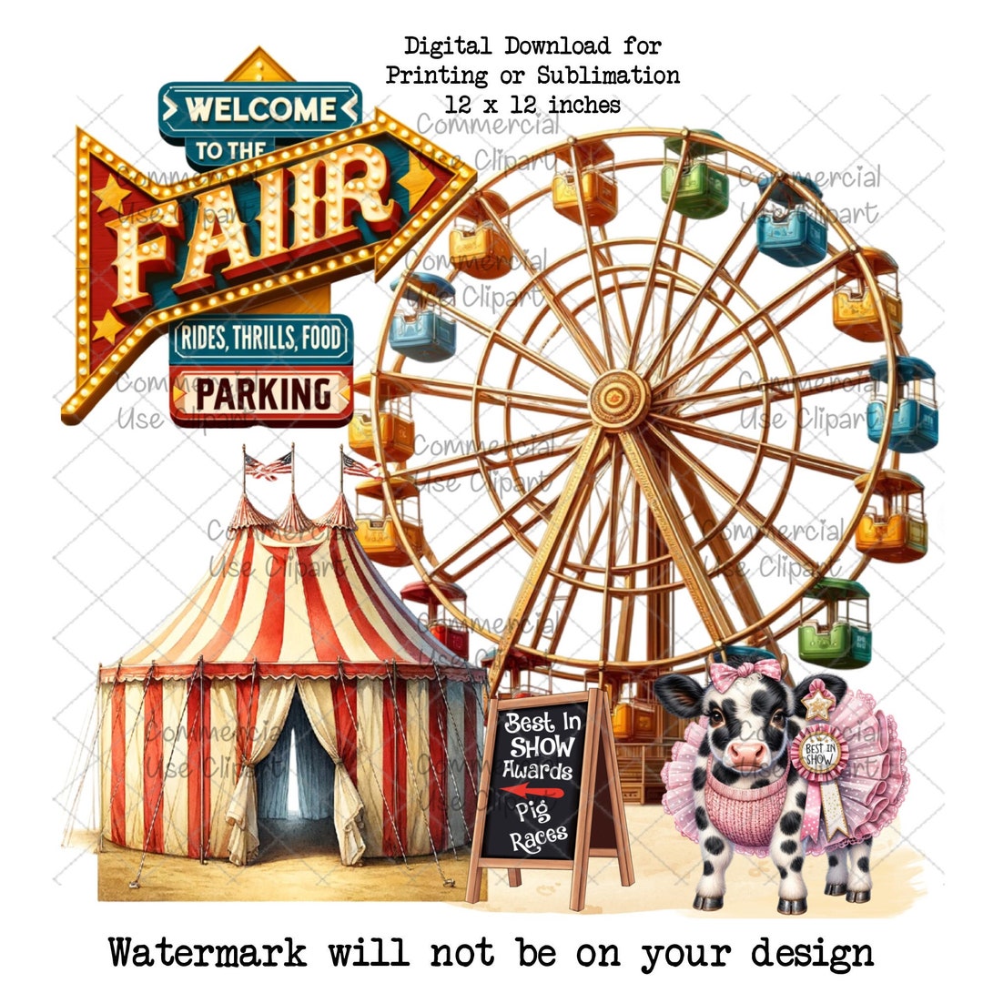 State Fair Clipart: Carnival Ferris Wheel PNG (digital Download) - Etsy