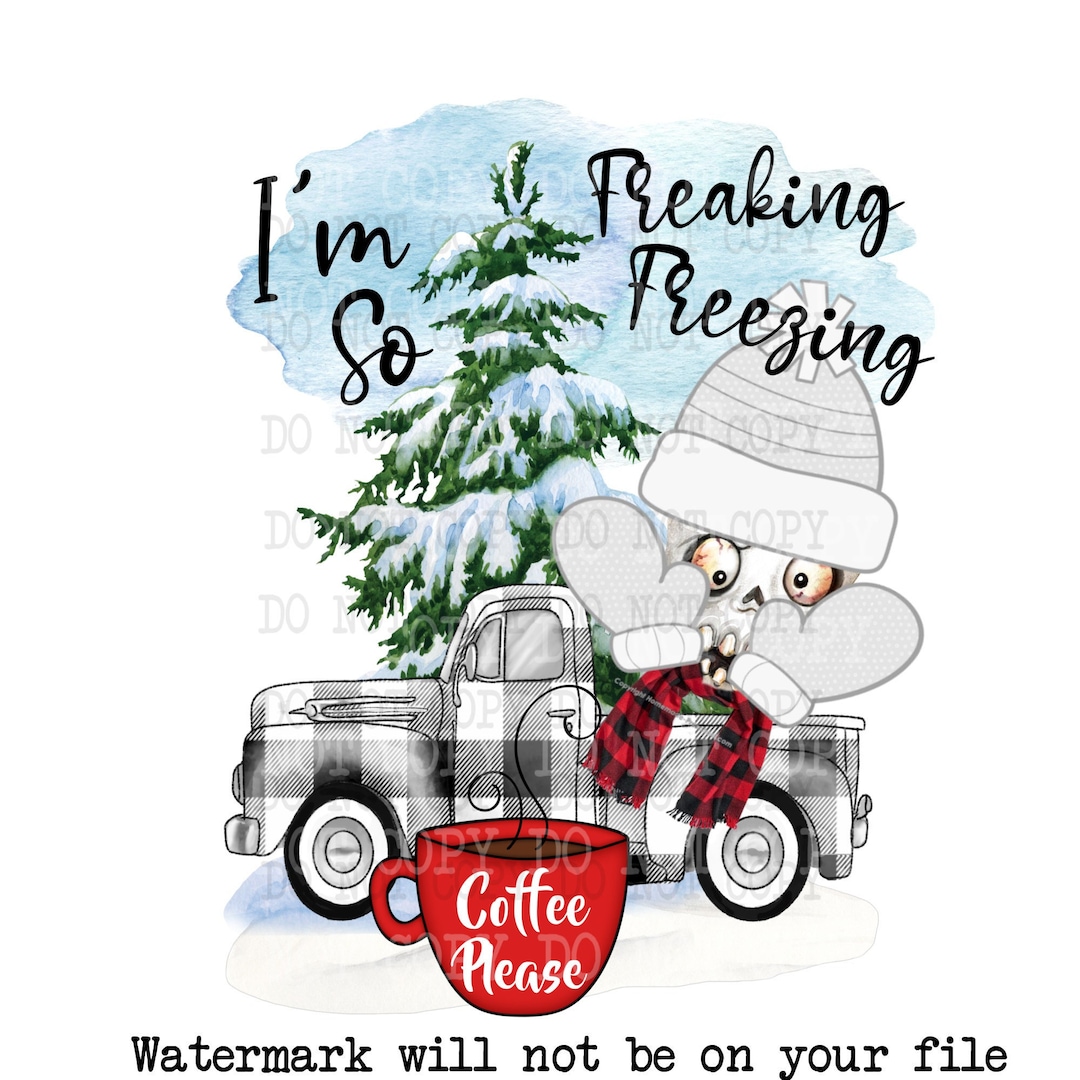 Freaking Freezing Skull PNG: Winter Truck Coffee Design (digital ...
